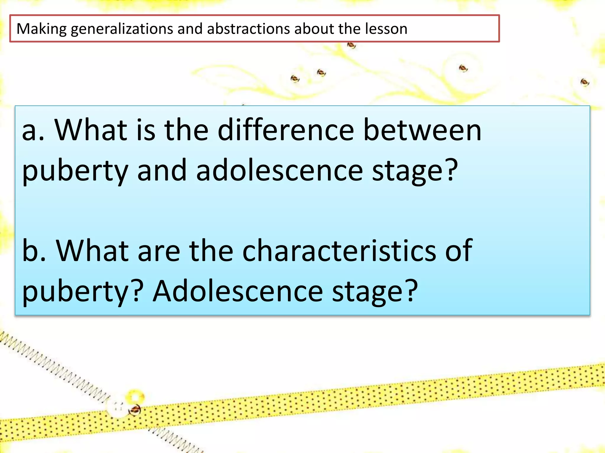 Puberty and Adolescence Stage | PPTX | Hormonal Disorders | Endocrine ...