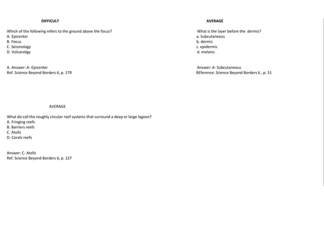 science quiz bee questions.doc FOR ELEMENTARY SCIENCE | DOC | Geology | Science