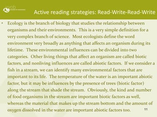 Developing students' reading skills in science education | PPT