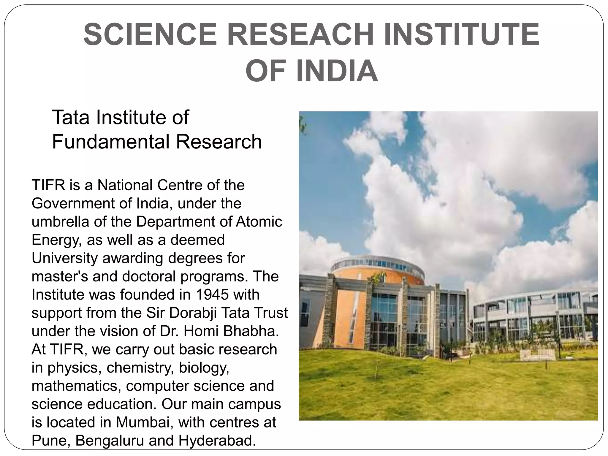 SCIENCE RESEACH INSTITUTE OF INDIA.pptx | Geology | Science