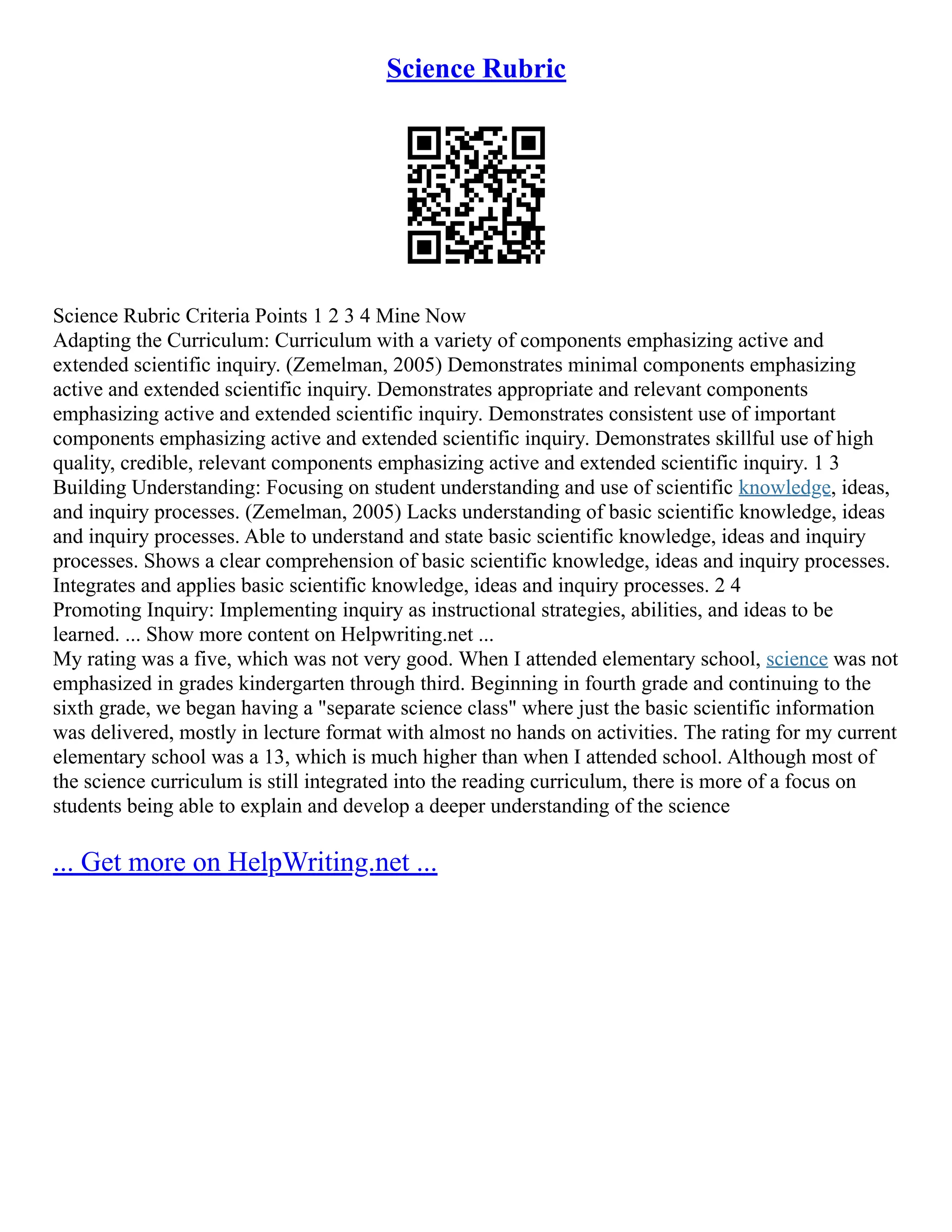 Science Rubric | PDF