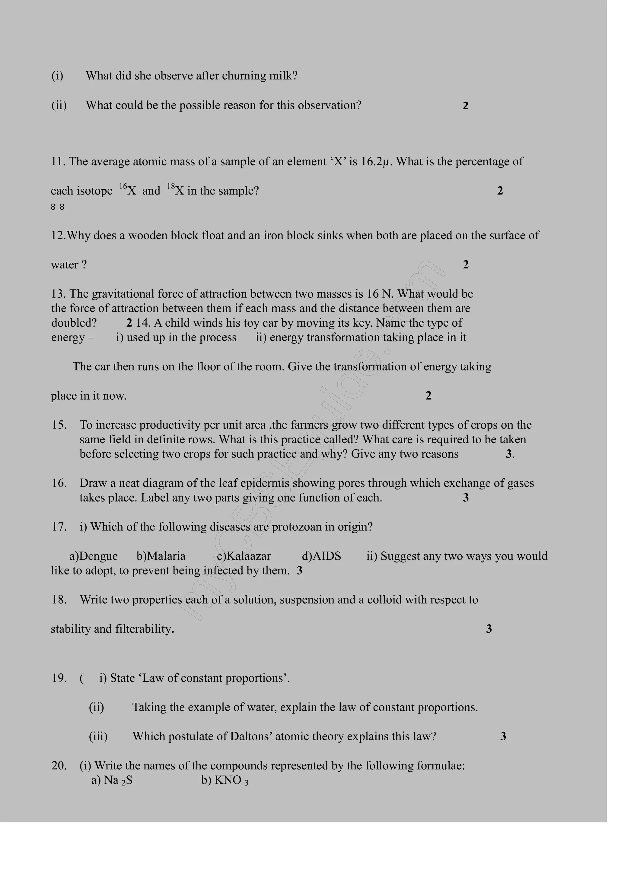 Science sample papers | DOCX