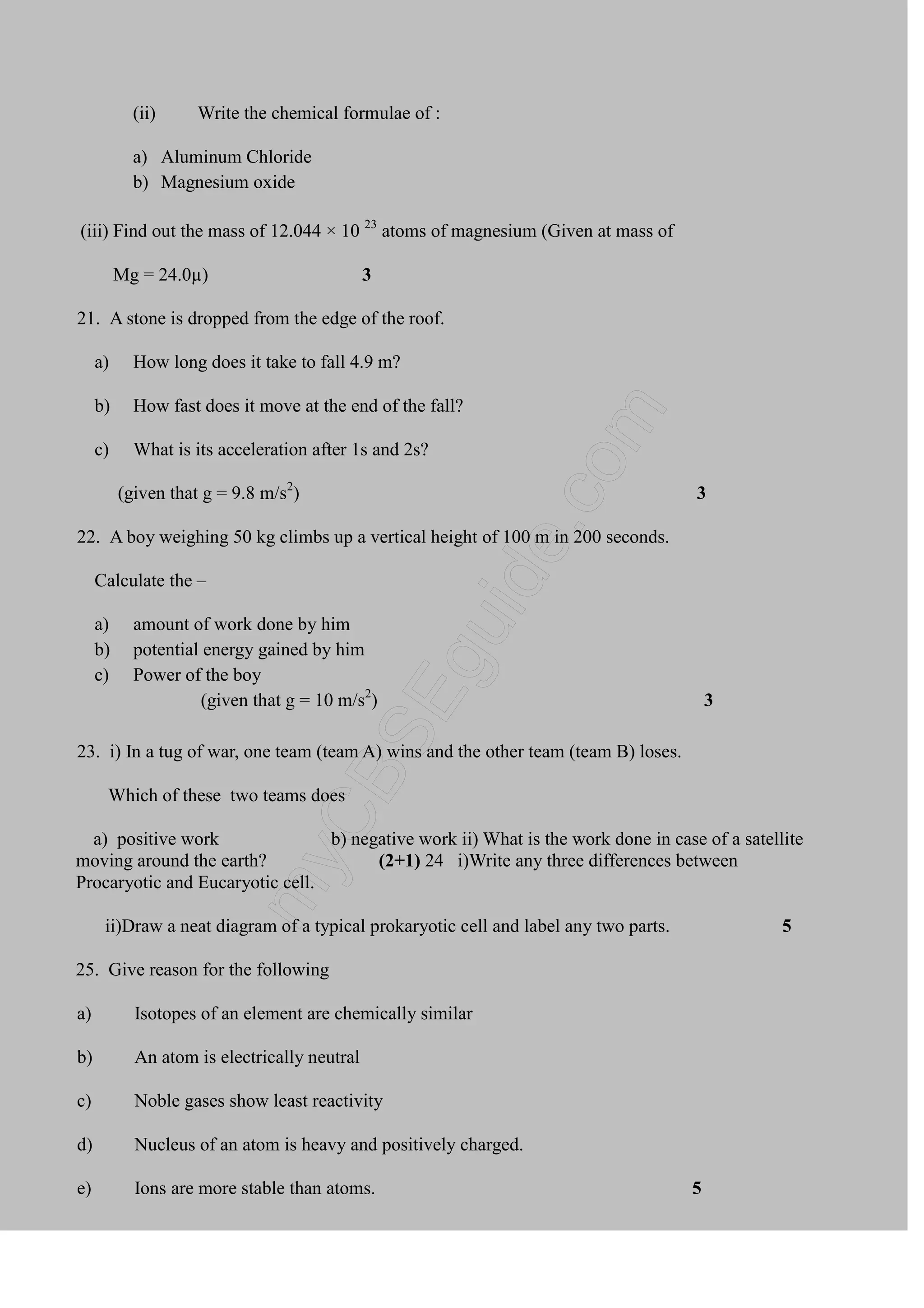 Science sample papers | DOCX