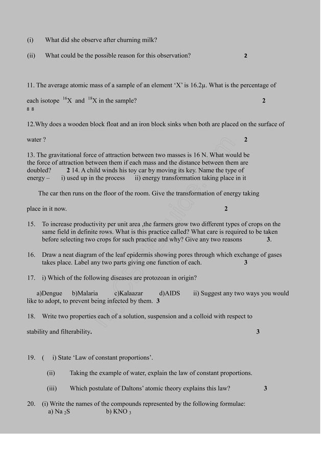 Science sample papers | DOCX