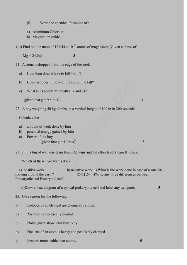 Science sample papers | DOCX