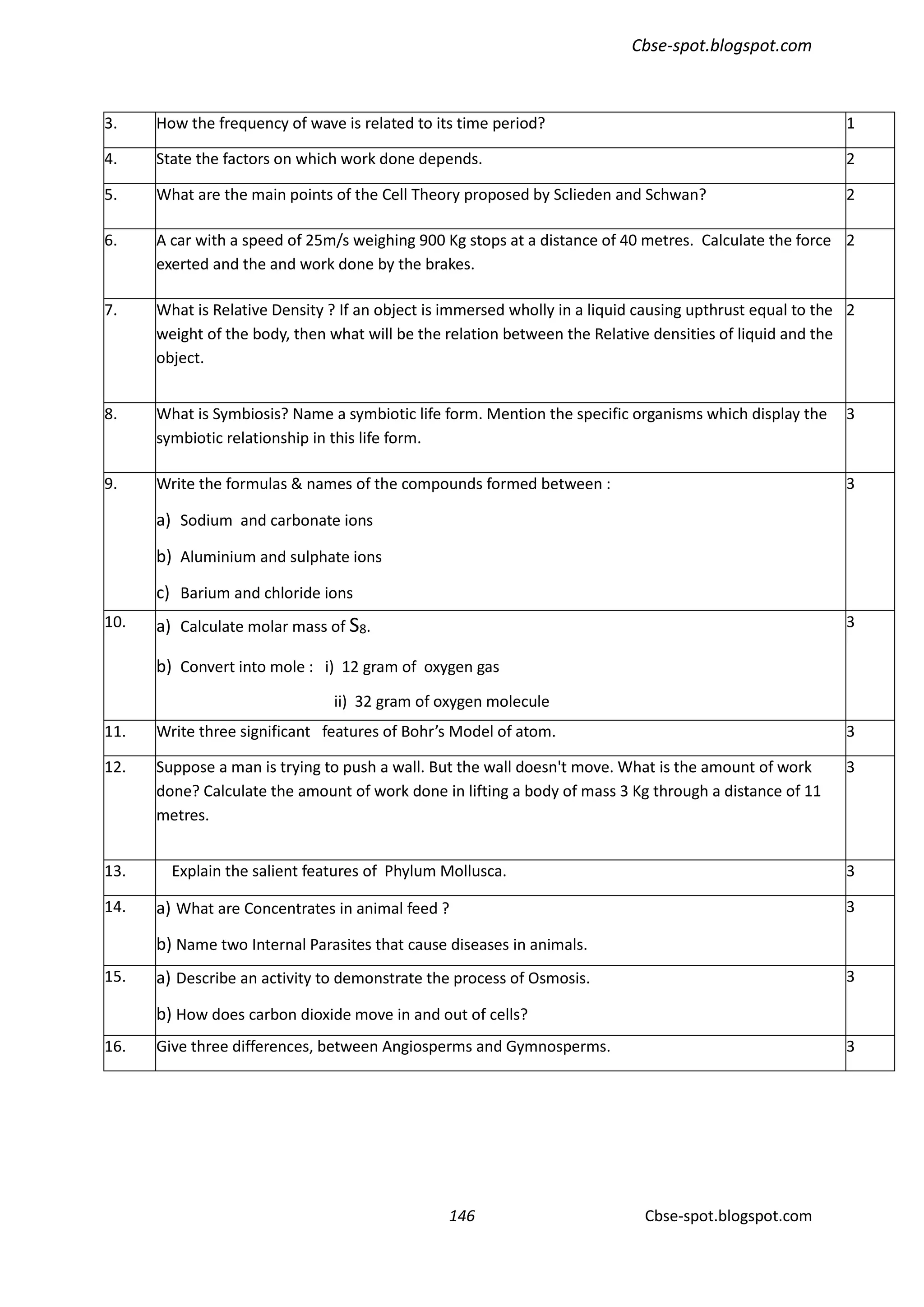 Science sample papers 2 | PDF