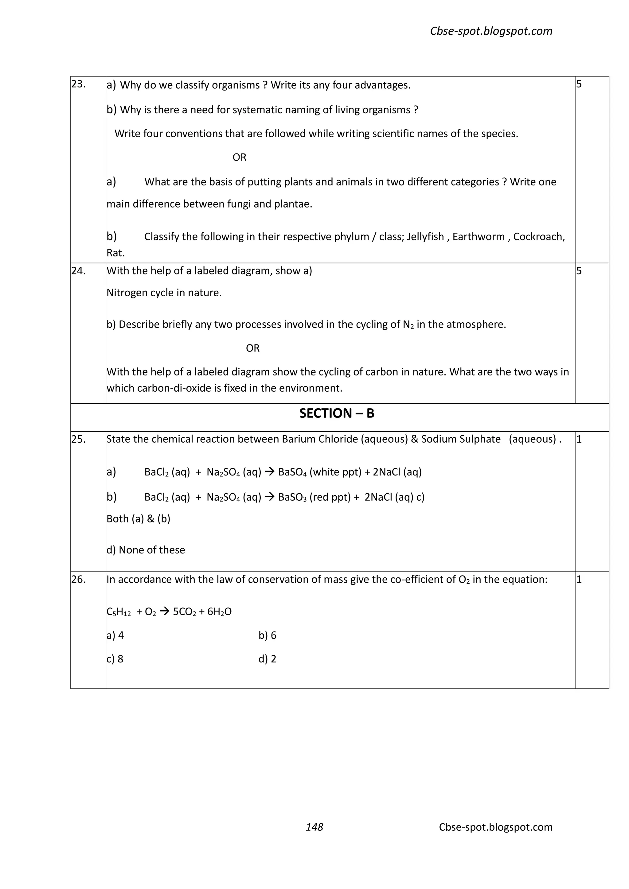Science sample papers 2 | PDF