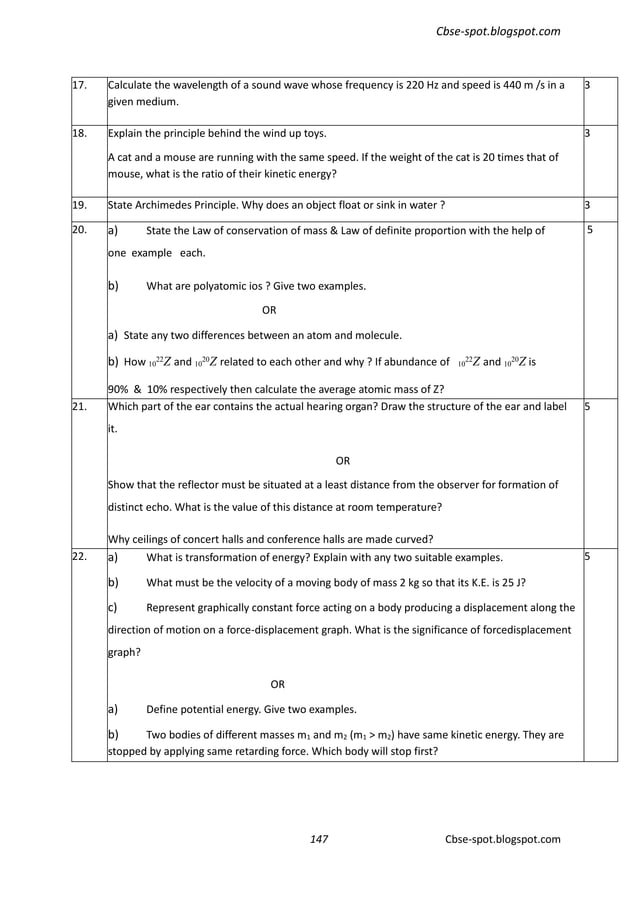 Science sample papers 2 | PDF