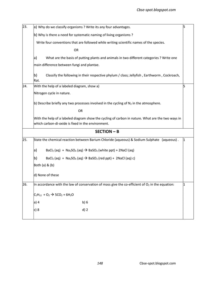 Science sample papers 2 | PDF