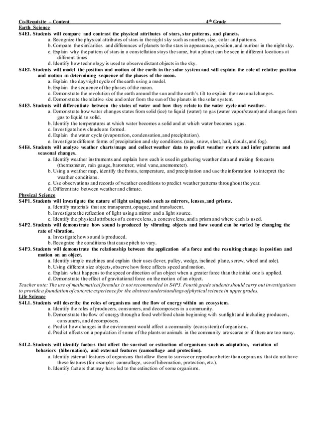 Science standards 4th grade content | PDF