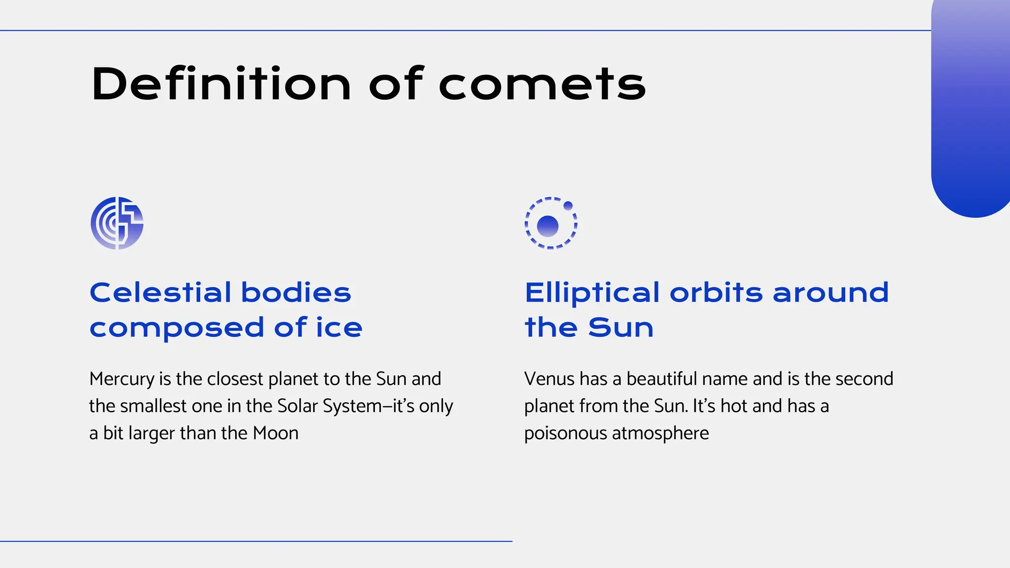 Science Subject for Middle School Comets and Meteors by Slidesgo.pptx