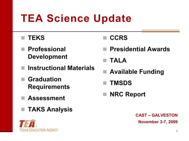 New Science TEKS_TEA Update | PPT