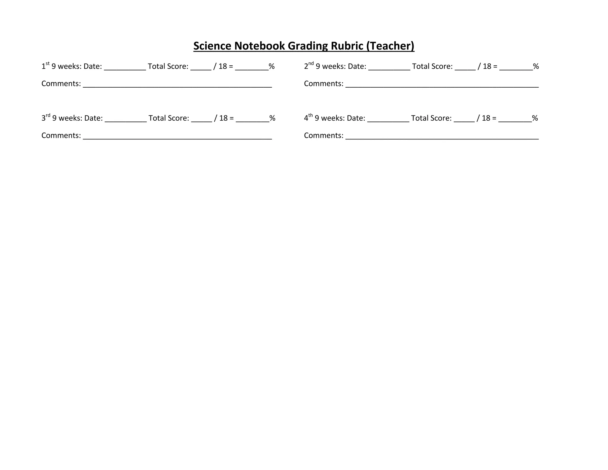 Science Teacher Notebook Rubric | PDF