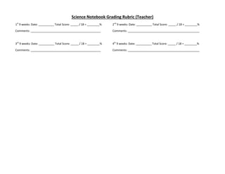 Science Teacher Notebook Rubric | PDF