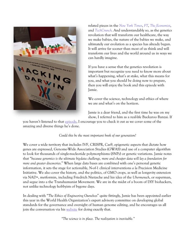Science, Technology and Ethics: Hacking Darwin with Jamie Metzl, PhD | PDF