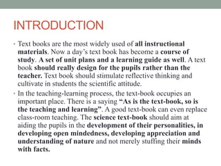 Science Text Book characteristics and library | PPTX