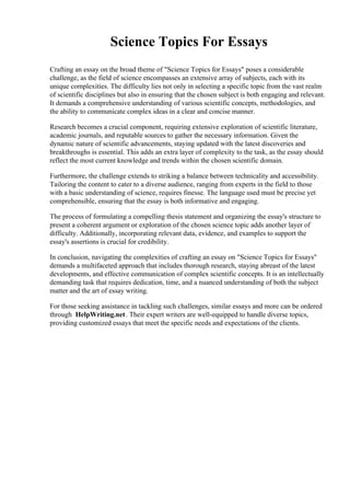 Science Topics For Essays | PDF