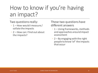 Science Under the Microscope, Monitoring and Evaluating Impact | PPT