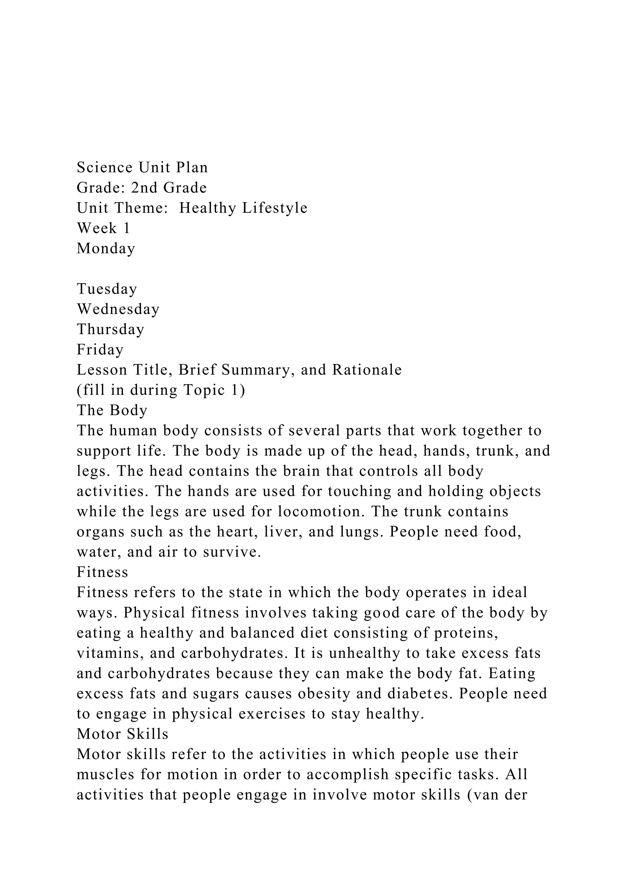 Science Unit PlanGrade 2nd GradeUnit Theme Healthy Life.docx