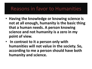 Science vs humanity | PPTX