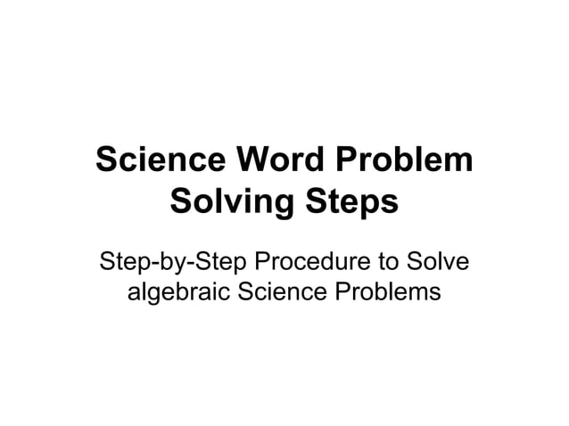 Science word problem solving steps | PPT | Physics | Science