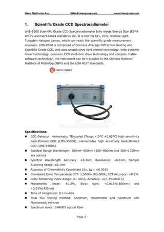 Scientific grade-ccd-spectroradiometer-integrating-sphere-system-9500 | PDF