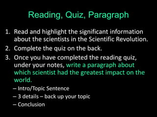 Scientific Revolution and the Scientists | PPTX