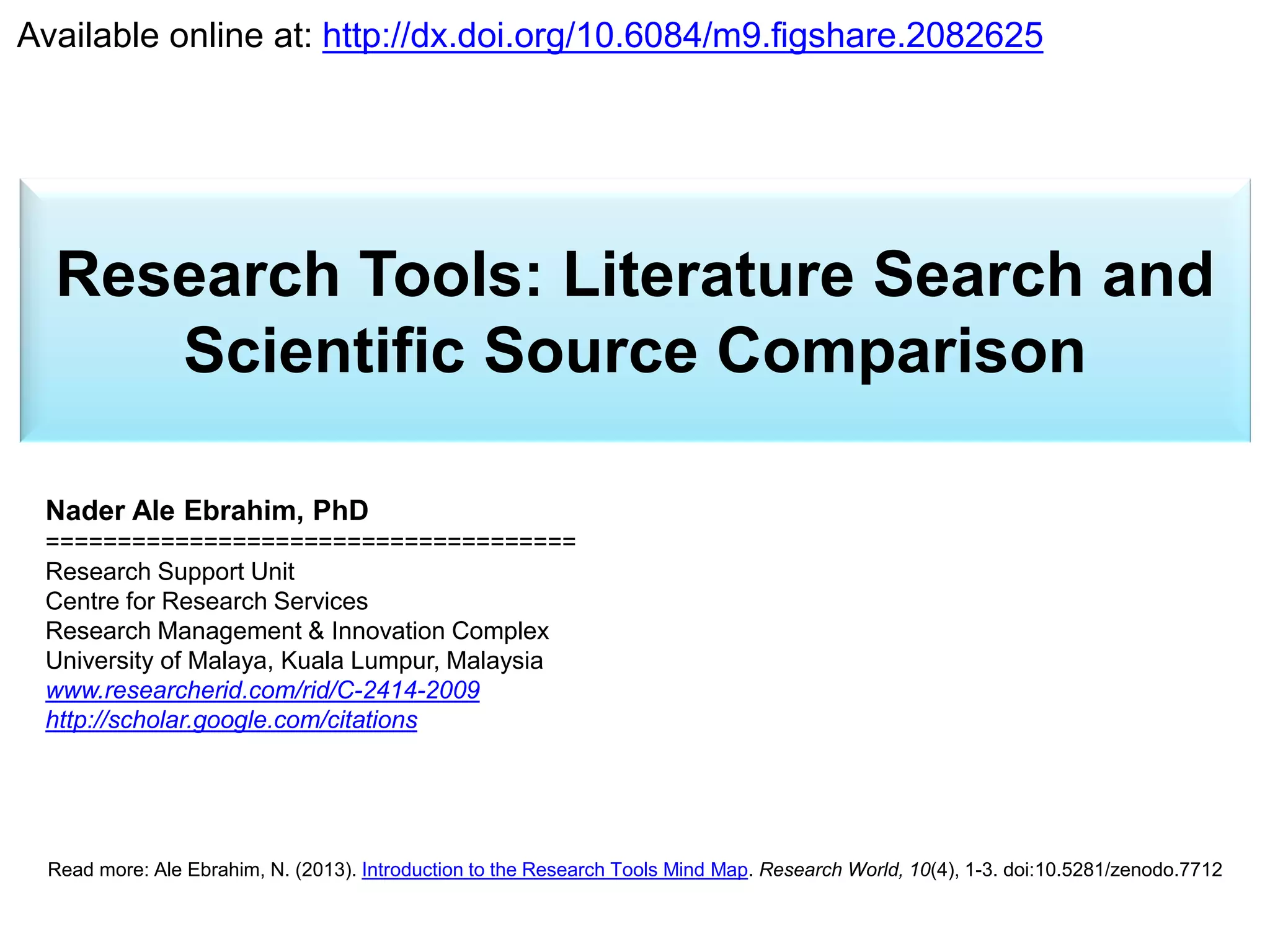 Research Tools: Scientific Writing Tools for Writing Literature Review ...