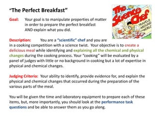 Scientific chef performance task | PPT