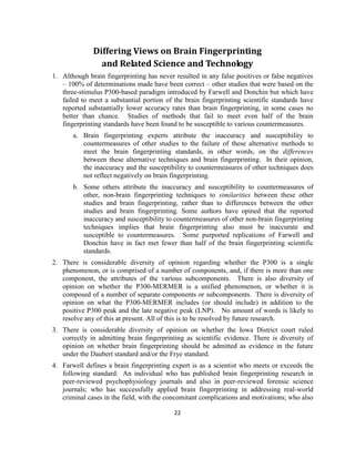 Scientific Consensus on Brain Fingerprinting and Differing Views on the ...