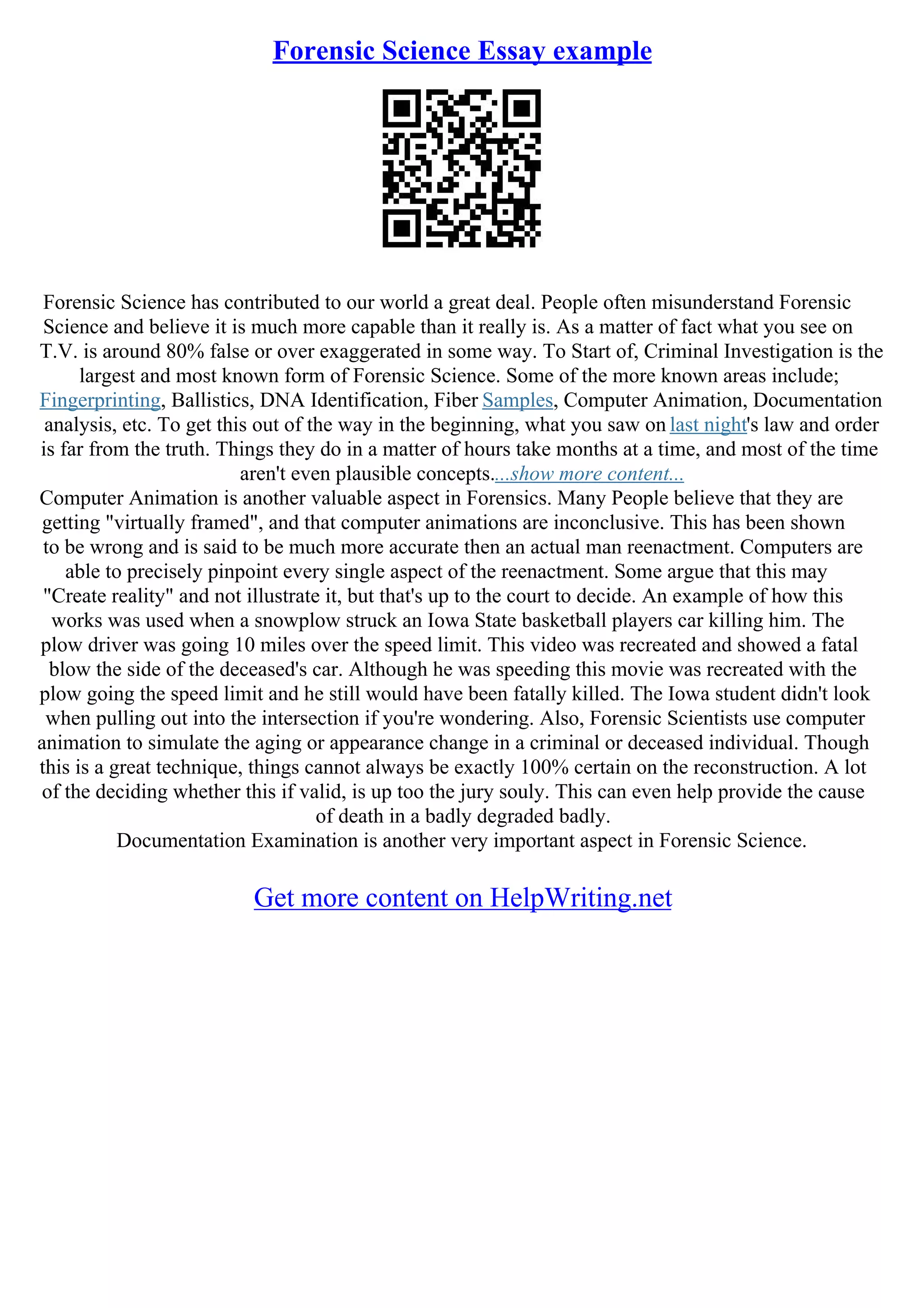 Scientific Essay Sample | PDF