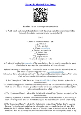 Scientific Essay Sample | PDF