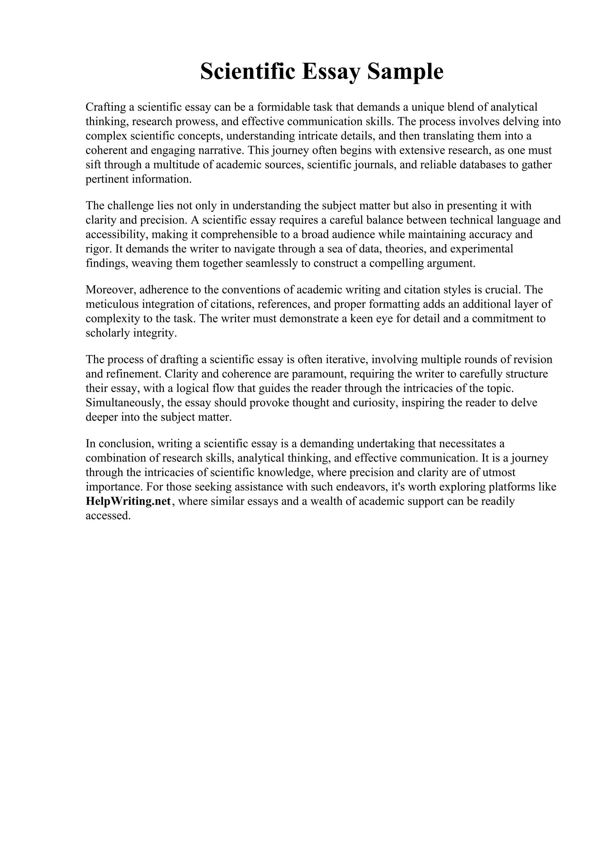 Scientific Essay Sample. Science research paper sample. Sample ...