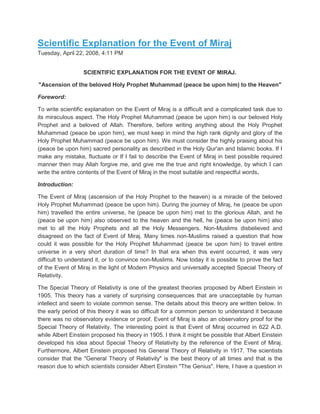 Scientific explanation for the event of miraj | DOCX
