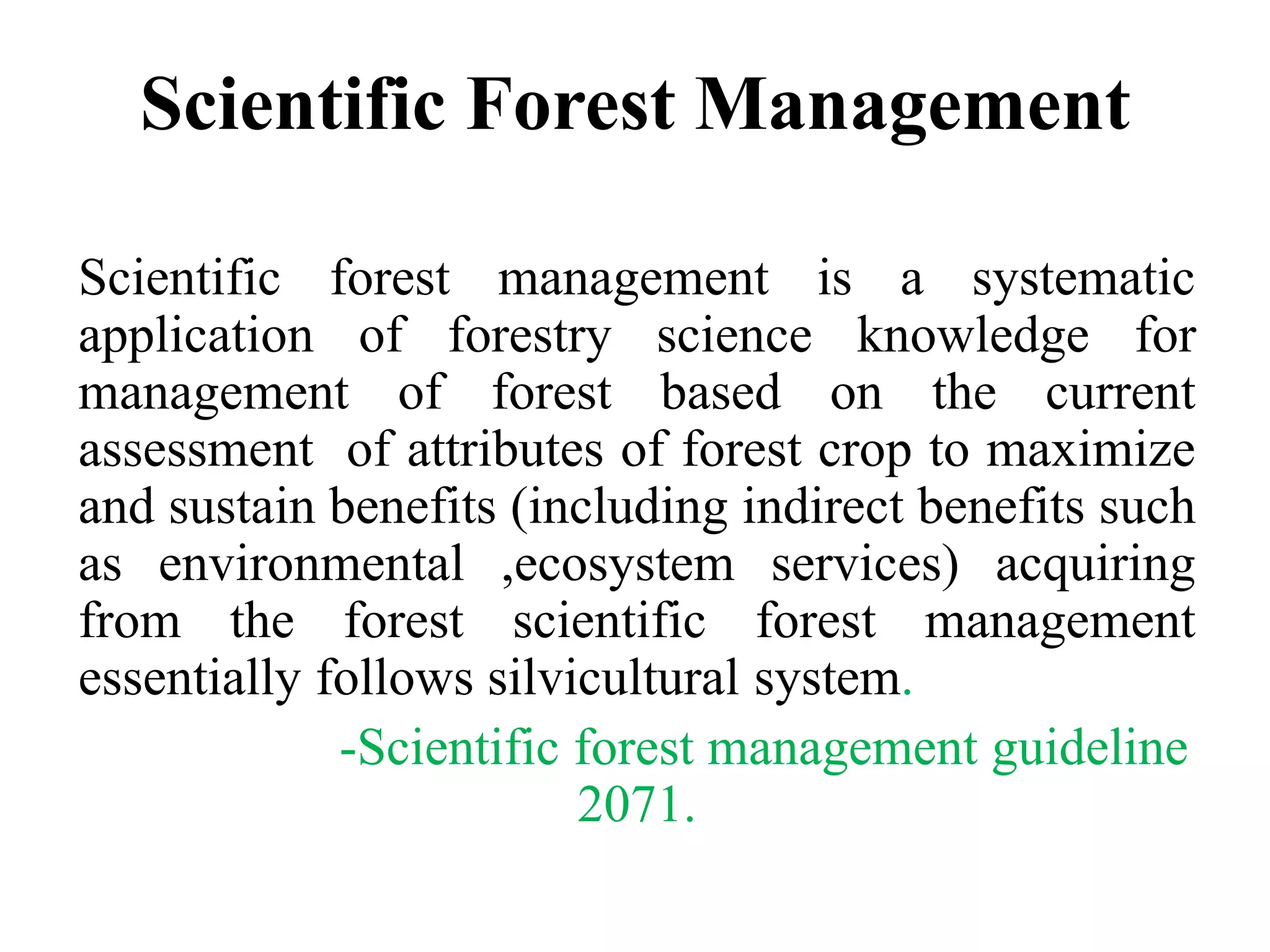 Scientific forest management kapilvastu(2072) | PPTX