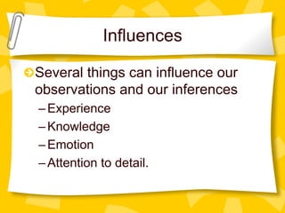 Scientific inquiry, observation vs. inference | PDF