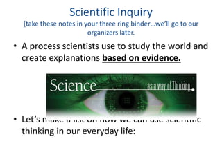Scientific inquiry part 1 | PPTX | Physics | Science