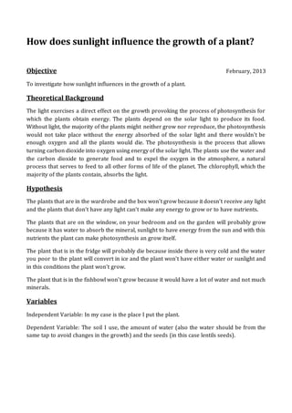 Scientific inquiry plants | DOCX