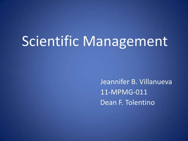 Scientific management | PPTX