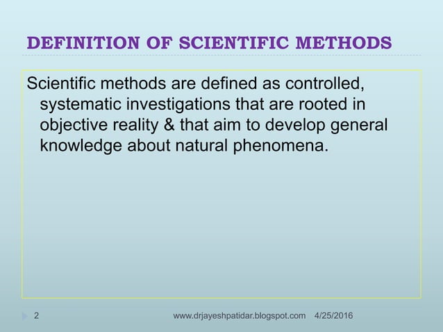 Scientific Method and Steps to conduct Scientific Research | PPT