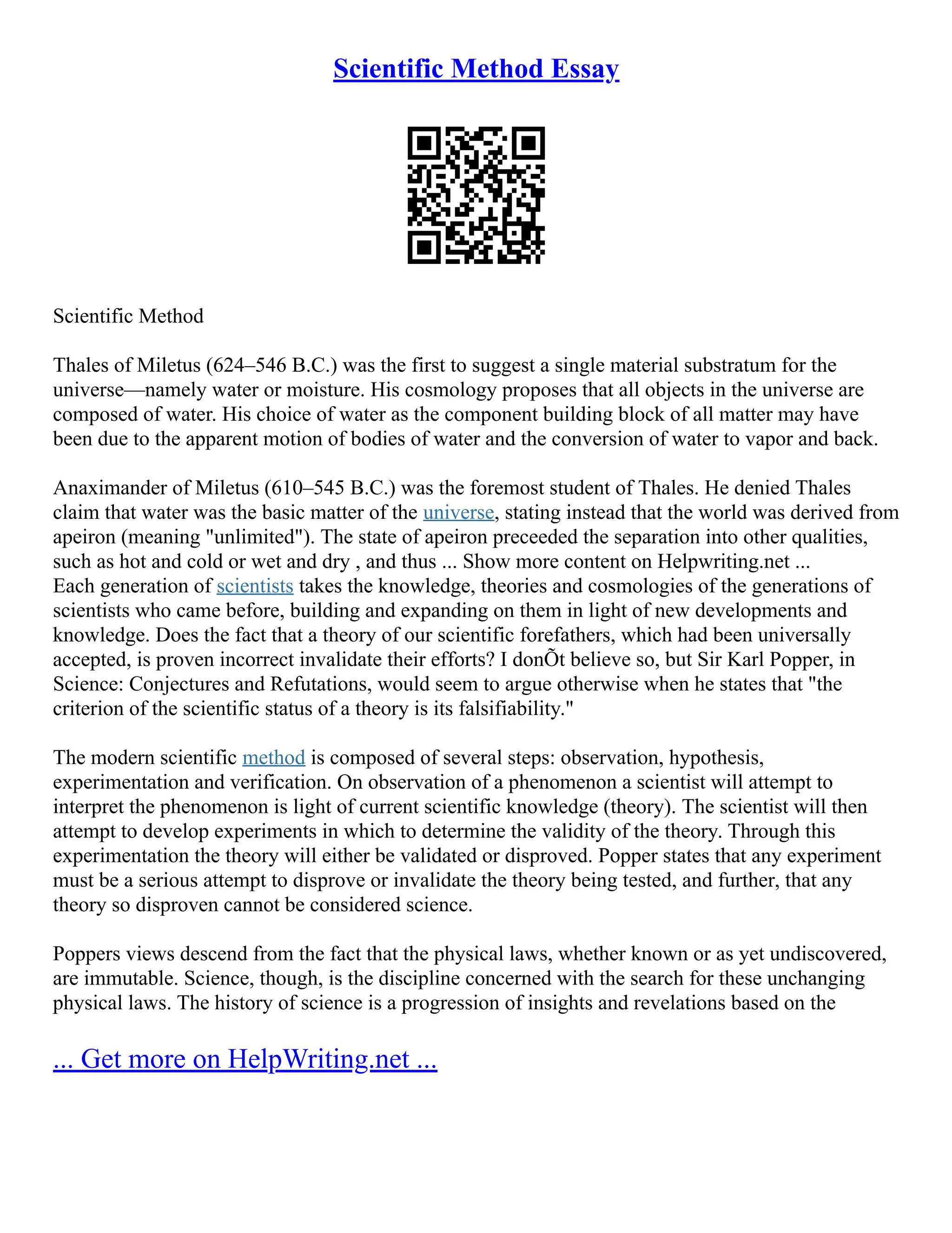 Scientific Method Essay | PDF | Chemistry | Science