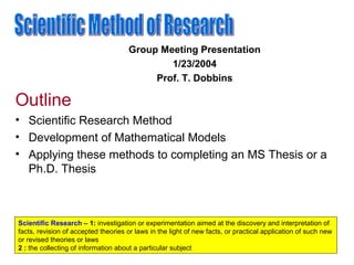 Scientific method of research | PPT
