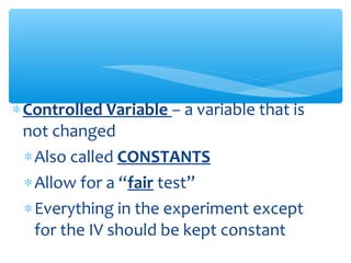 Scientific method & variables | PPT