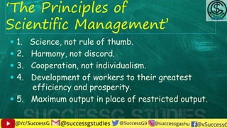 Scientific Management. principles of Scientific Management by F W ...
