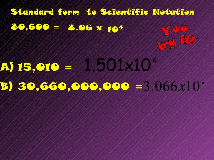 Scientific Notation with Positve Exponents