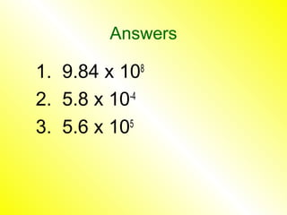 Scientific notation pop quiz | PPT