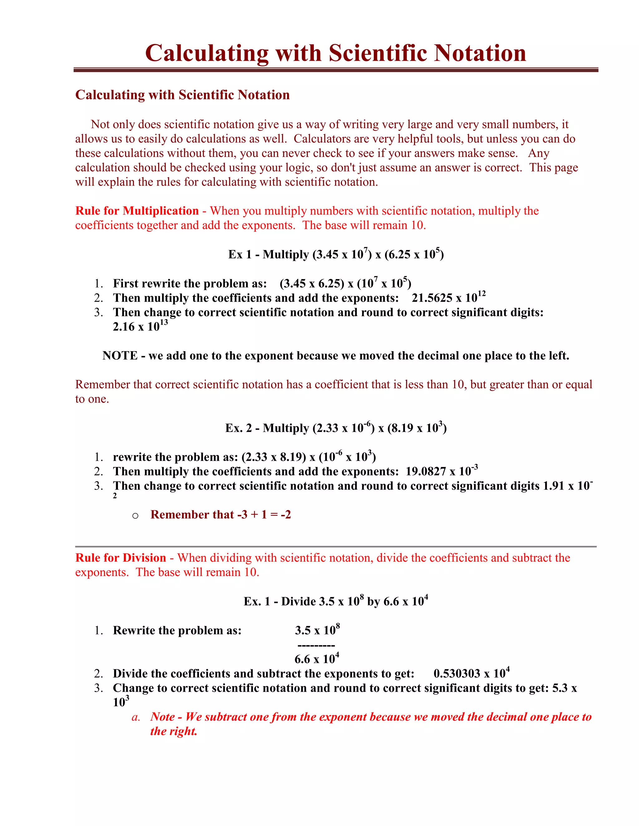 Scientific Notation Rules | DOCX