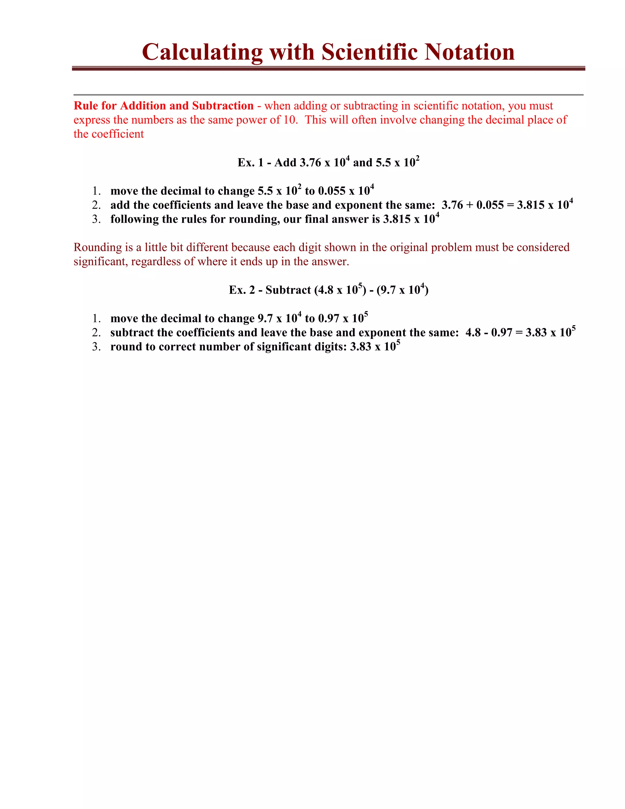 Scientific Notation Rules | DOCX