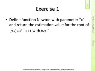 Scientific Programming using Excel for Beginners: Newton's Method | PPT