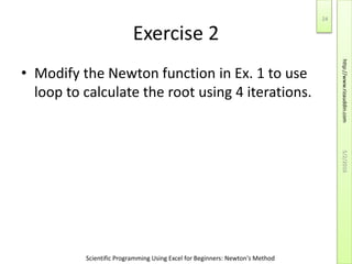 Scientific Programming using Excel for Beginners: Newton's Method | PPT